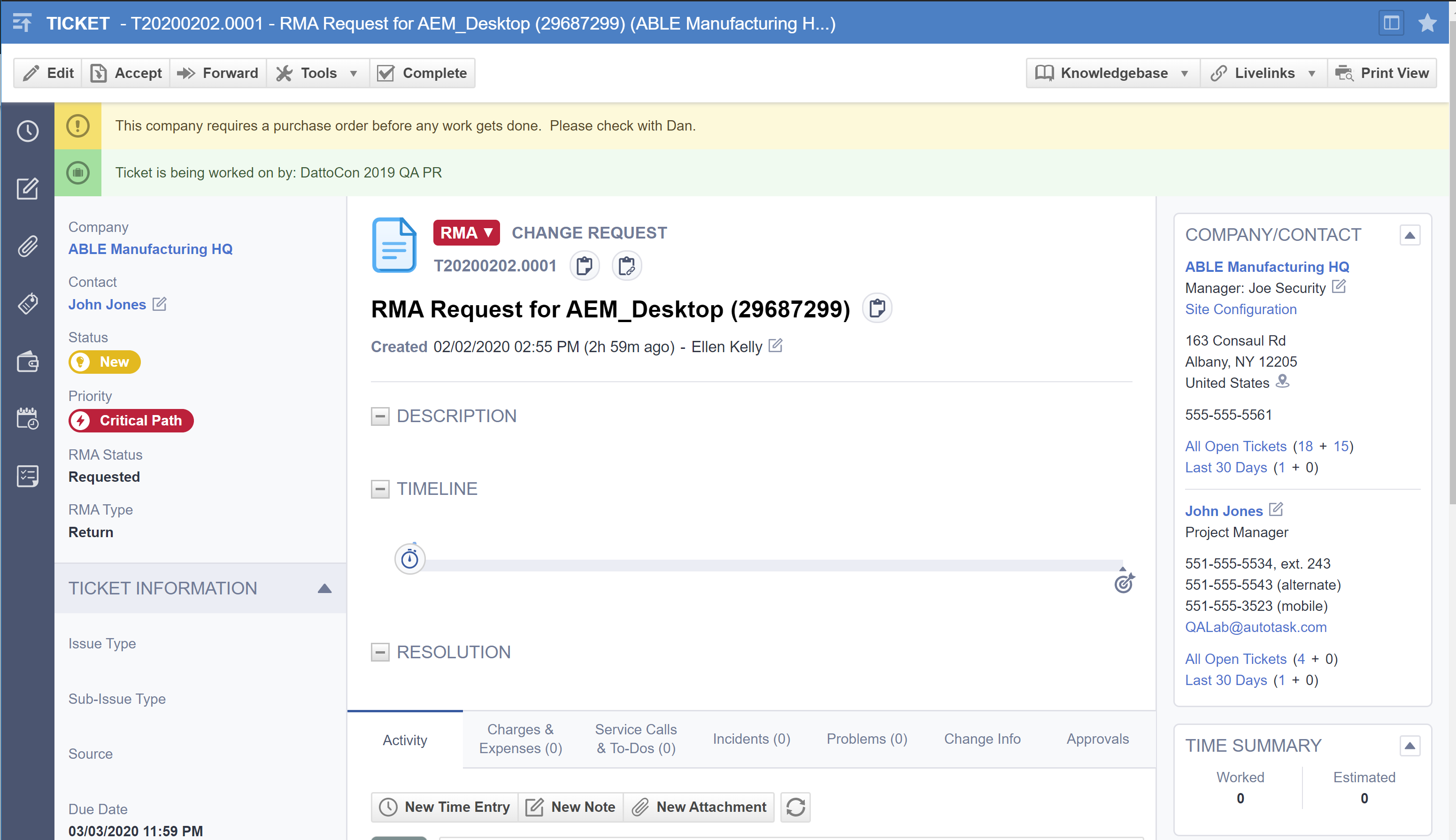 Requesting an RMA for a device