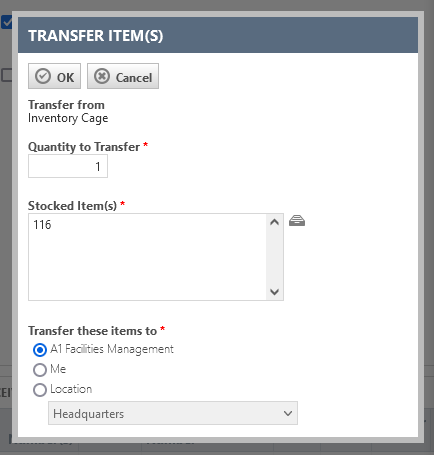 Transferring a picked item to another location